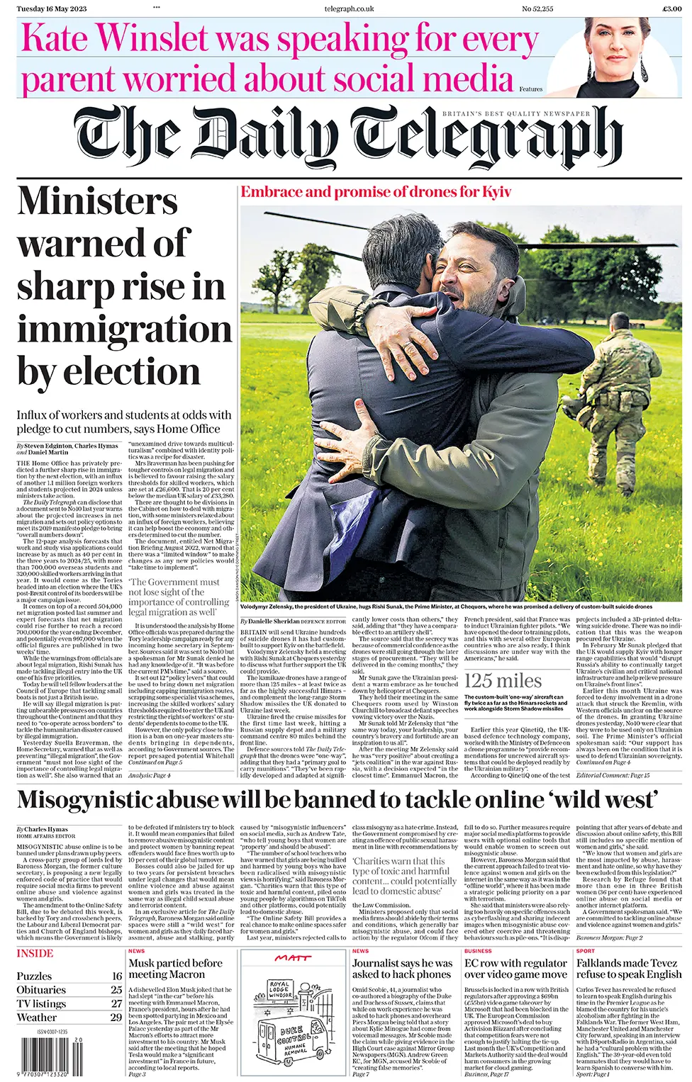 'Suella's picking timebomb' and 'UK's drones for Kyiv'