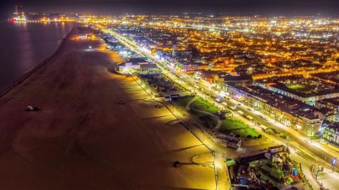 Norfolk by night: Drone captures spectacular festive colour - BBC News