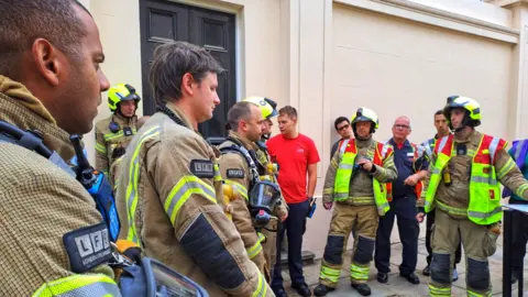 London firefighters practise rescue skills at historic buildings