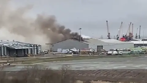 Hull docks fire: Crews tackle blaze at peanut husk biofuel site