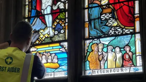 Bristol Bus Boycott celebrated in St Mary Redcliffe Church windows