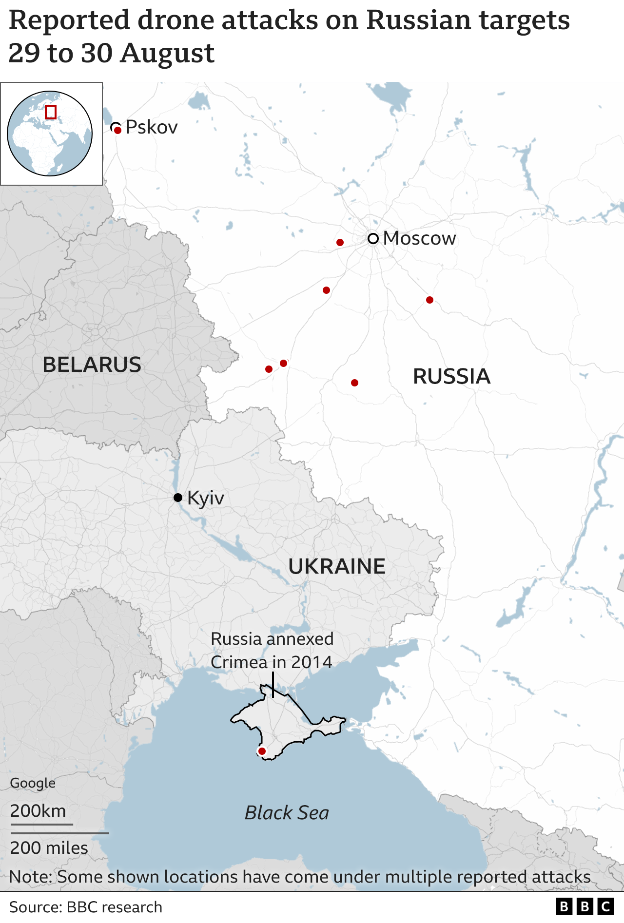 Ukraine war: Wave of drone strikes hits several Russian regions - BBC News
