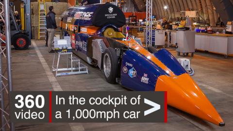 In the cockpit of the '1,000mph' Bloodhound car - BBC News
