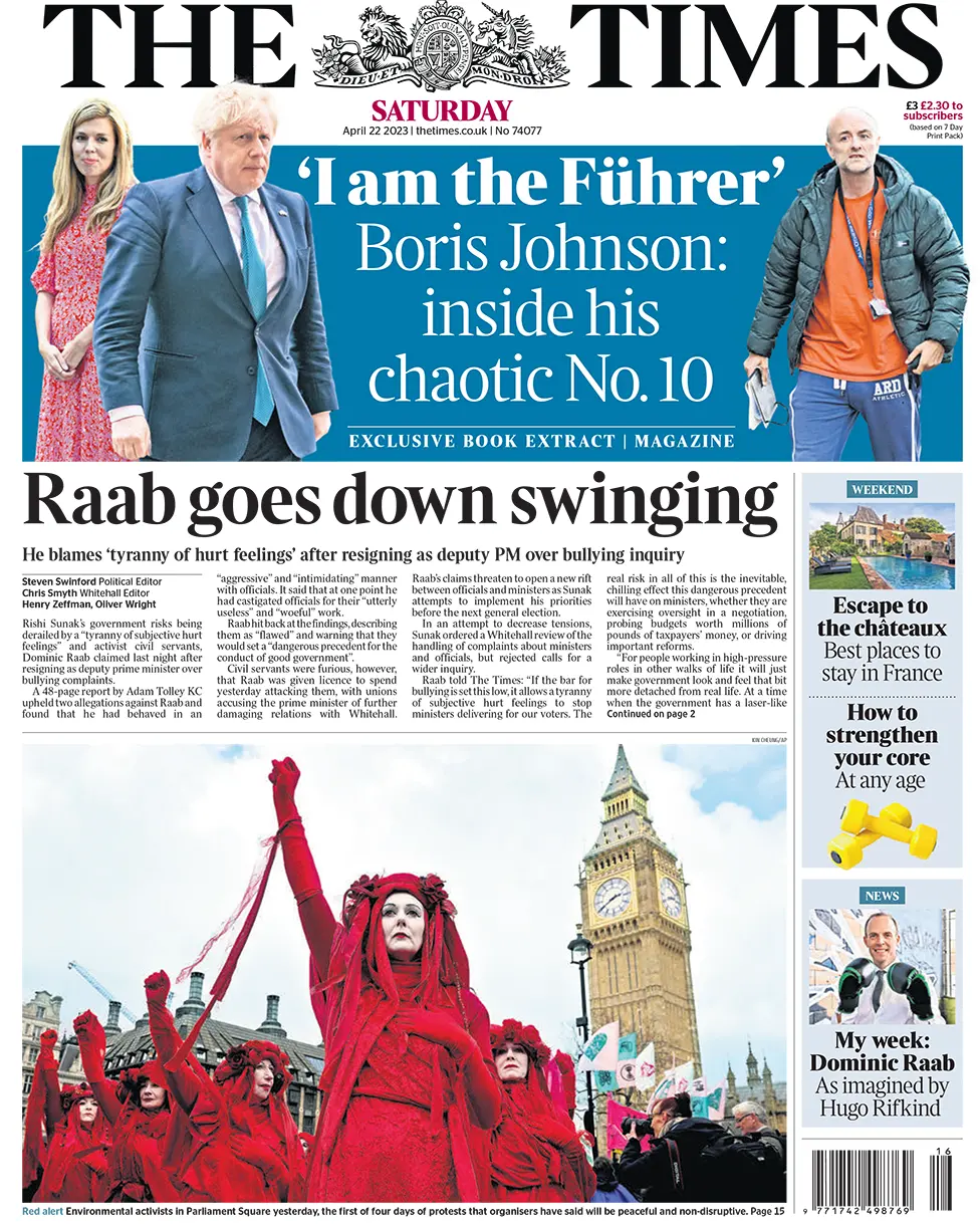 'Raab quits in fury' and 'tone-deaf resignation'