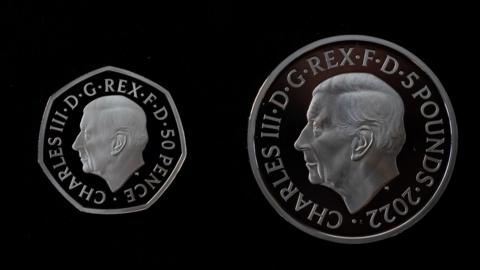King Charles 50p coins struck for the first time - BBC News