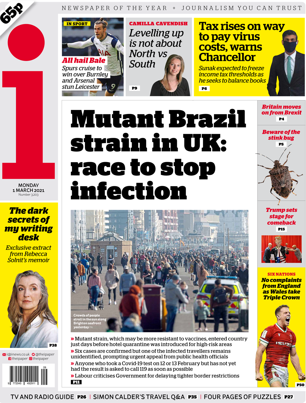 Newspaper headlines: 'Race to stop Brazil variant' and jabs pass 20m ...