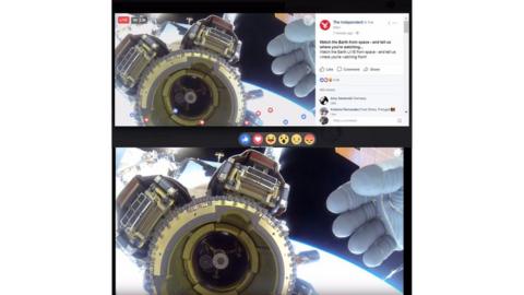 Independent streams fake 'live' space video on Facebook - BBC News
