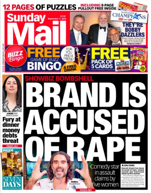 Scotland's papers: Russell Brand allegations and dementia study blow