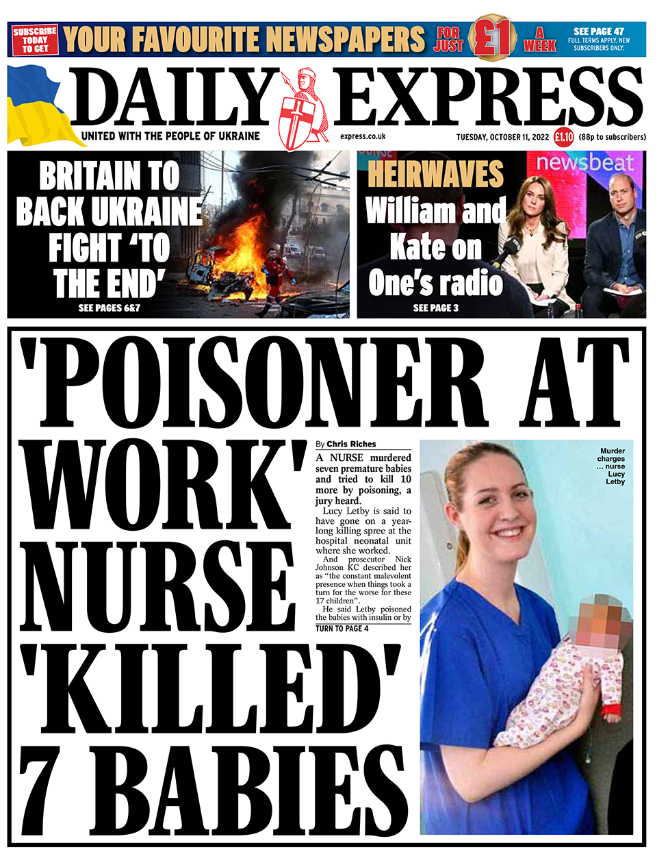 Newspaper headlines: 'NHS nurse in dock' accused of baby murders, and ... Newspaper headlines: 'NHS nurse in dock' accused of baby murders, and ...