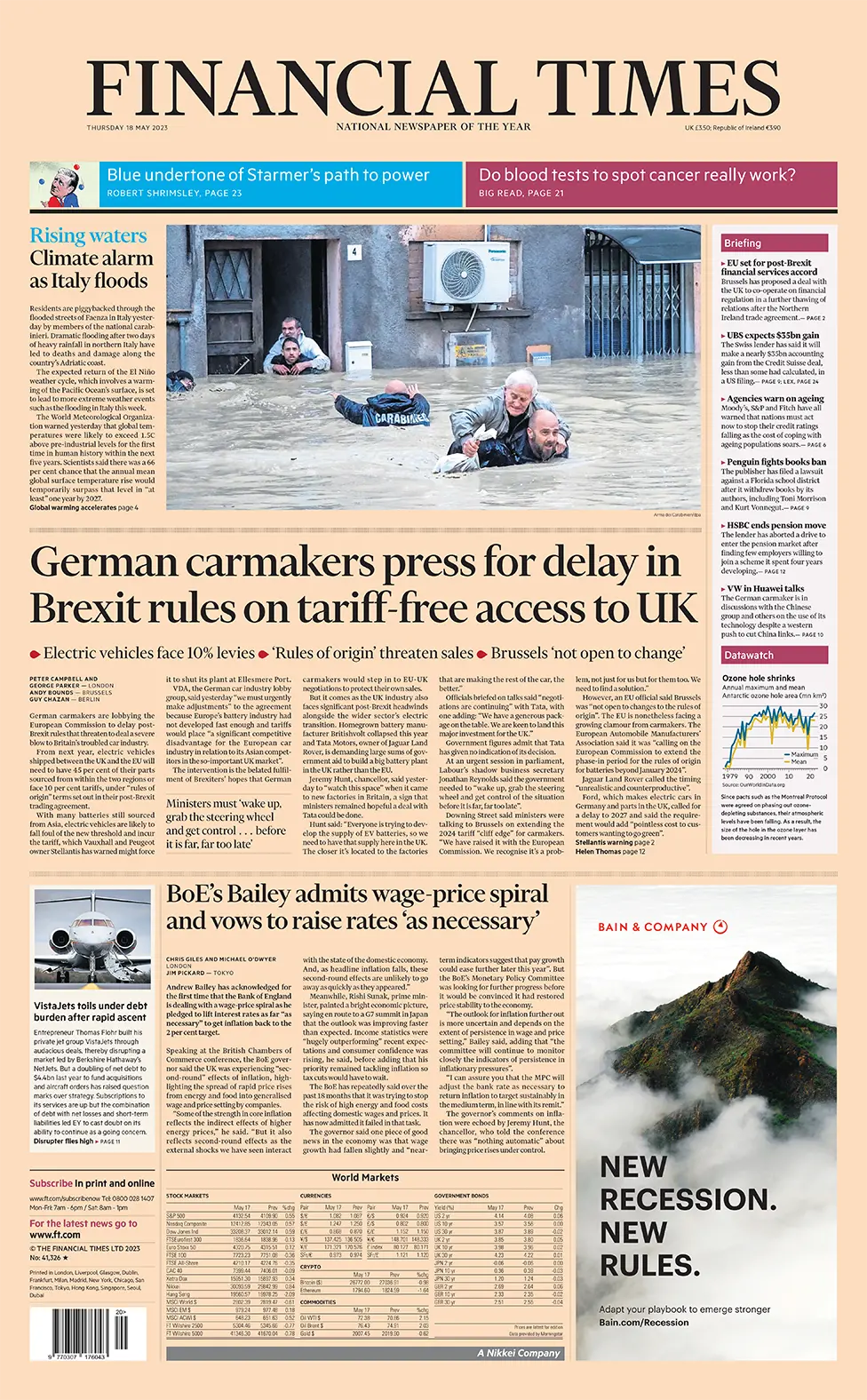 'Paparazzi car chase' and '£10bn for sewage plan'