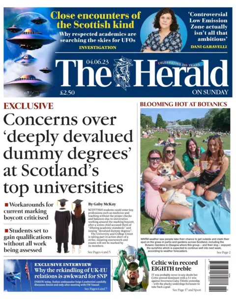 Scotland's papers: 'Hand over Covid texts' and Celtic win the treble