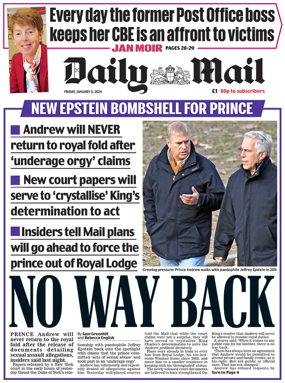Newspaper headlines: Prince Andrew claims and 'no Labour tax cuts'