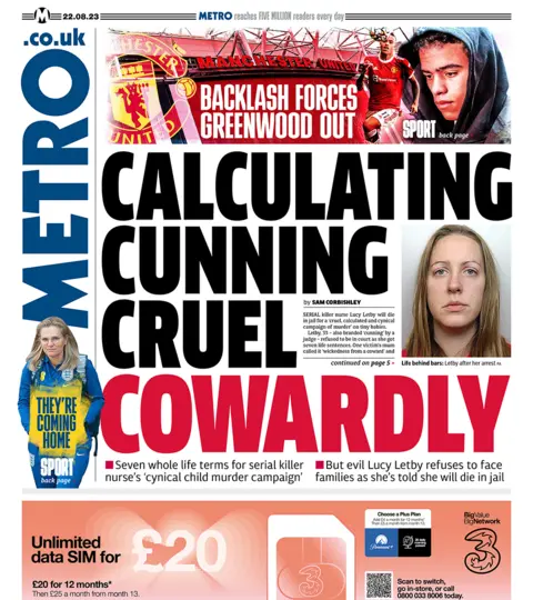 Newspaper headlines: Lucy Letby's 'final act of wickedness'