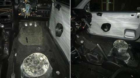 Man drove car sitting on bucket and steering with pliers - BBC News