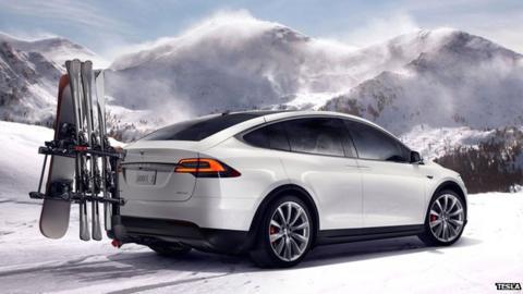 Tesla unveils Model X car with Falcon Wing doors - BBC News