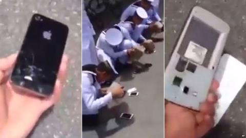 Video of Thai navy cadets smashing phones goes viral - BBC News