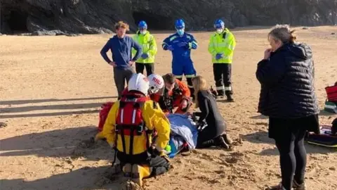Woman airlifted to hospital after Holywell Bay rocks fall