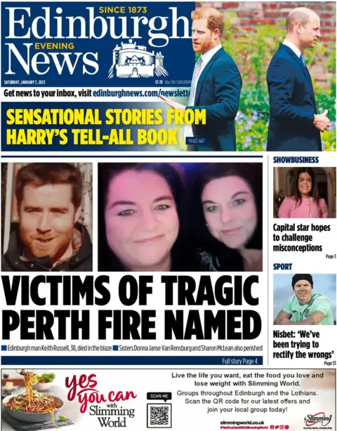 Scotland's papers: Harry's Taliban kill claims and Perth fire victims