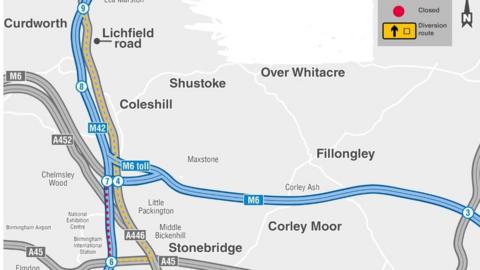 M42 motorway set to close near Solihull for new bridge - BBC News