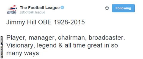 Jimmy Hill: Former Match of the Day presenter dies aged 87 - BBC Sport