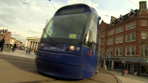 Two options for Derby-to-Nottingham tram as part of HS2 plans - BBC News