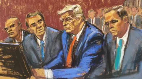 Court artists on their three, very different Trumps