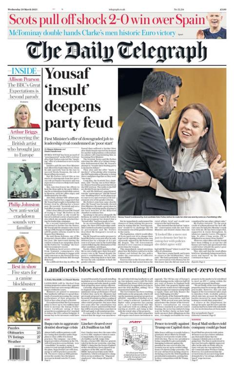 Scotland's papers: Forbes quits government and Scotland stuns Spain ...