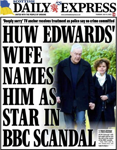 Scotland's papers: BBC presenter Huw Edwards named by wife - BBC News