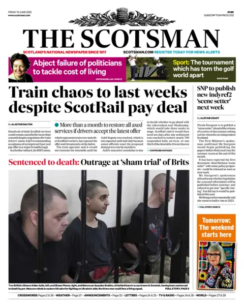 Scotland's papers: 'Show trial' sentences and backlash over rail pay
