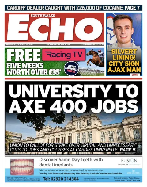 Wales' papers: Uni to axe 400 jobs and potential 20 mph reversal