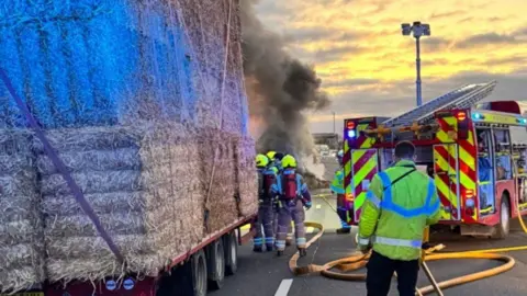 Slough-Maidenhead M4 lanes reopen after hay lorry fire
