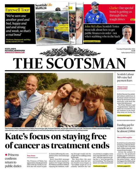 Scotland's papers: Kate's 'new hope' and fuel payment warning