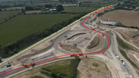 Changes to road layout at Penstraze near Truro