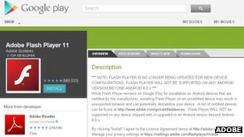 Adobe Flash Player exits Android Google Play store - BBC News