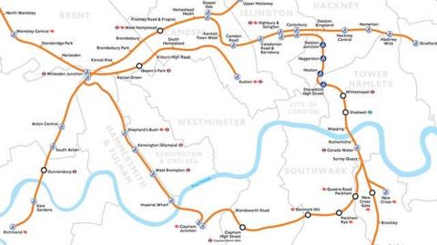 Outer London rail orbital opens for passengers - BBC News