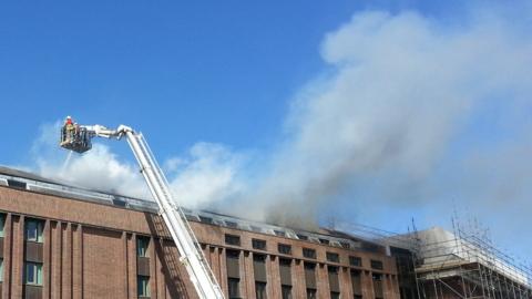 National Library fire destroys section of roof - BBC News