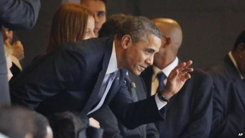 Nelson Mandela memorial: Obama lauds 'giant of history' - BBC News