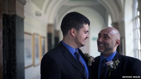 Same-sex marriage now legal as first couples wed - BBC News
