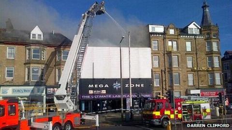 Large fire at Morecambe Mega Zone laser tag attraction - BBC News