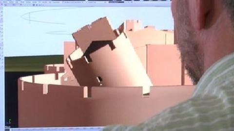 Caerphilly Castle towers rise from ruins in CGI - BBC News