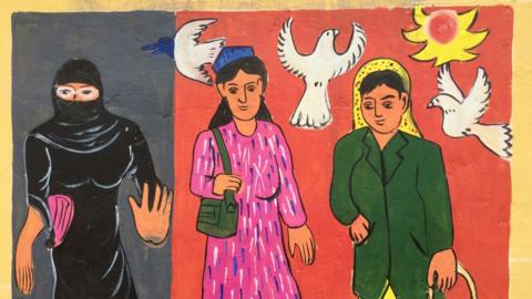 The colourful propaganda of Xinjiang - BBC News