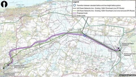 Europe power link pylon route revealed by National Grid - BBC News
