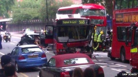 New Bus for London crash: Three people seriously hurt - BBC News