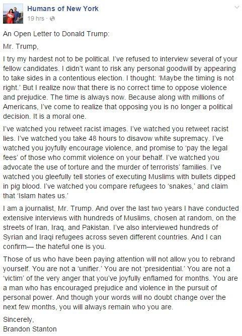 Humans of New York takes on Trump - BBC News