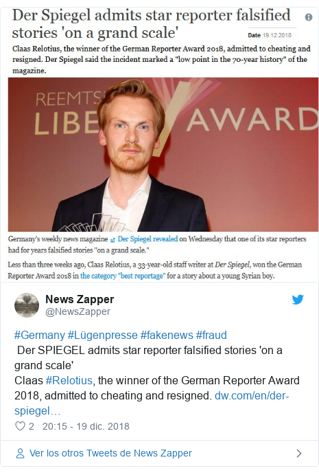 Der Spiegel: el escándalo de Claas Relotius, el periodista impostor que ...