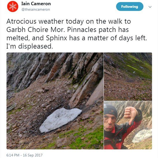 Scotland's oldest snow patch expected to melt - BBC News