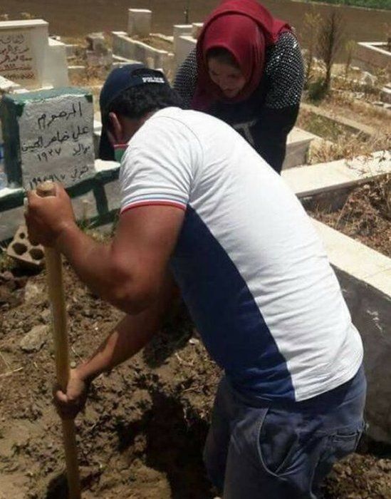 Lebanese woman digs up son's grave for refugee nobody would bury - BBC News