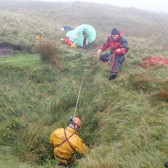 Aelodau o 'dîm Gwlad Thai' yn achub dafad Gymreig - BBC Cymru Fyw