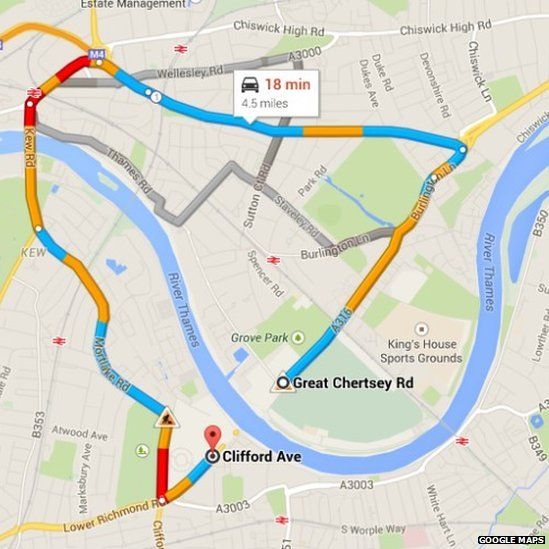 Chiswick Bridge 'vanishes' from Google Maps - BBC News
