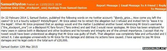 Blackpool chairman Karl Oyston's son pays fan £20K for online slur ...